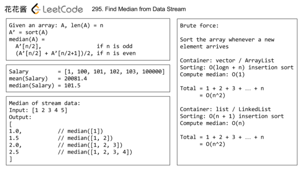 花花酱 LeetCode 295. Find Median from Data Stream O(logn) + O(1) - Huahua ...